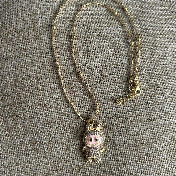 Jewelry | Gold Purple Crystal Labubu Pendant Wnecklace | Poshmark